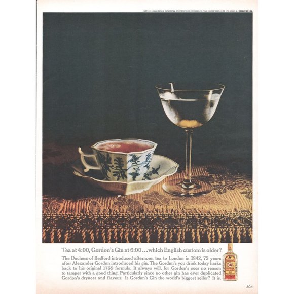 Gordon's | Art | 961 Gordons London Dry Gin Tea Time Cup Vintage Print ...